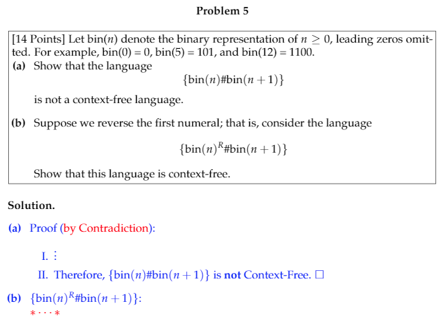 Problem 5 [14 Points] Let bin(n) denote the binary | Chegg.com