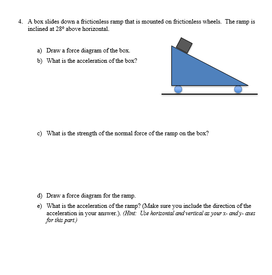 Solved 1 is 4. A box slides down a frictionless ramp that is | Chegg.com