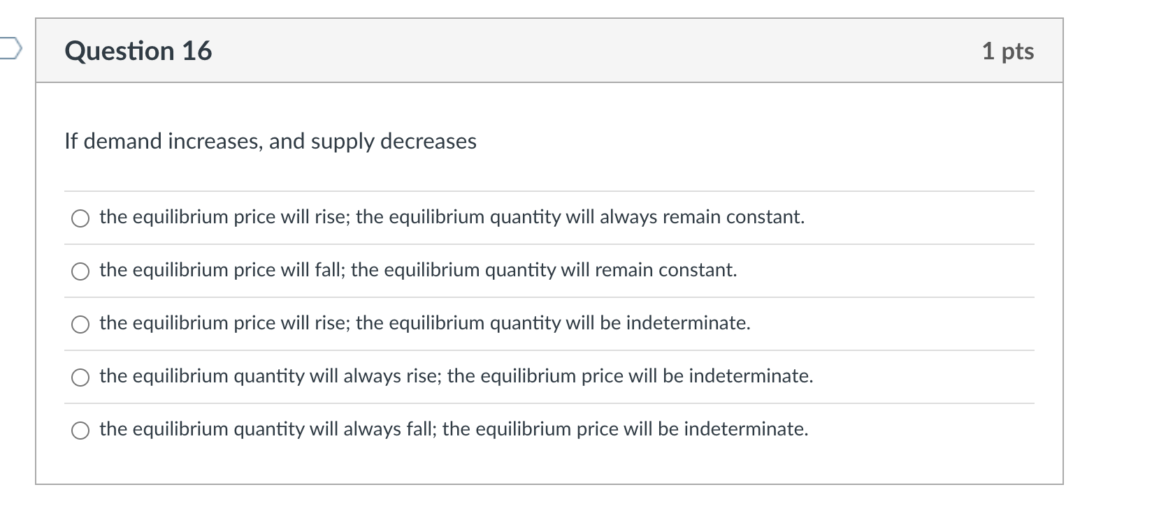 Solved Question 16 1 pts If demand increases, and supply | Chegg.com