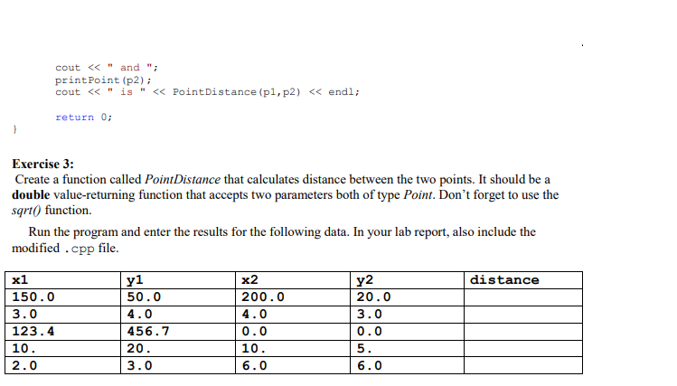 Solved 3 Struct Data Types Use program Distance for Exercise | Chegg.com