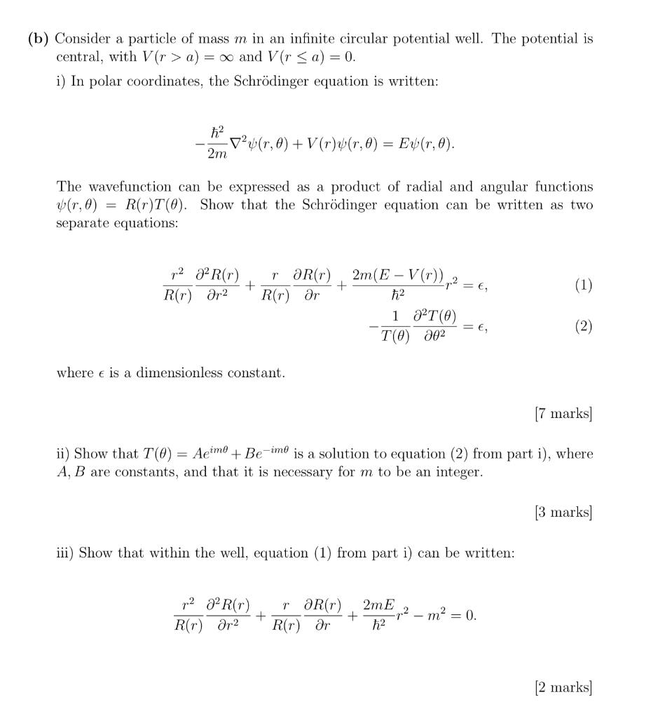 Solved (b) Consider a particle of mass m in an infinite | Chegg.com