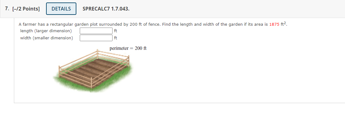 Solved farmer has a rectangular garden plot surrounded by | Chegg.com