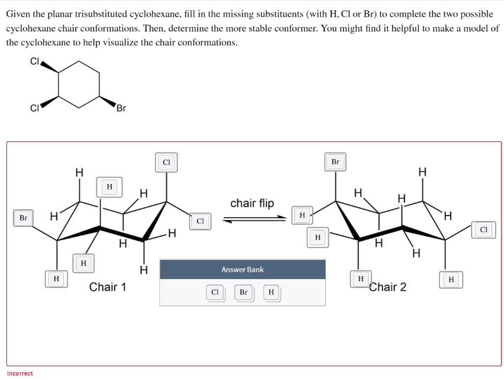 Solved Given the planar trisubstituted cyclohexane, fill in | Chegg.com