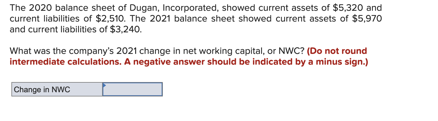 Solved The 2020 balance sheet of Dugan, Incorporated, showed | Chegg.com