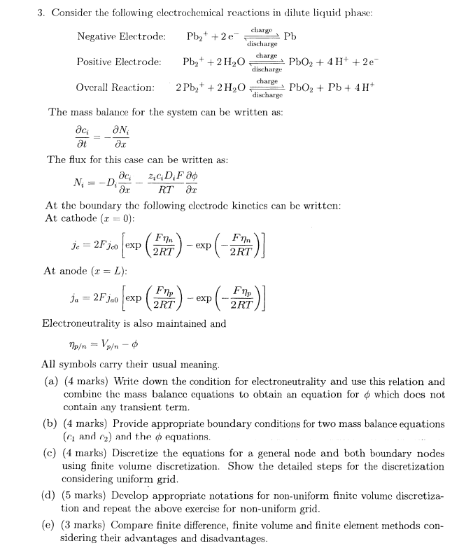 Solved Consider the following electrochemical reactions in | Chegg.com