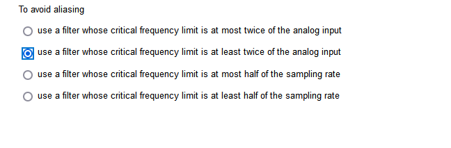 Solved To avoid aliasing use a filter whose critical | Chegg.com