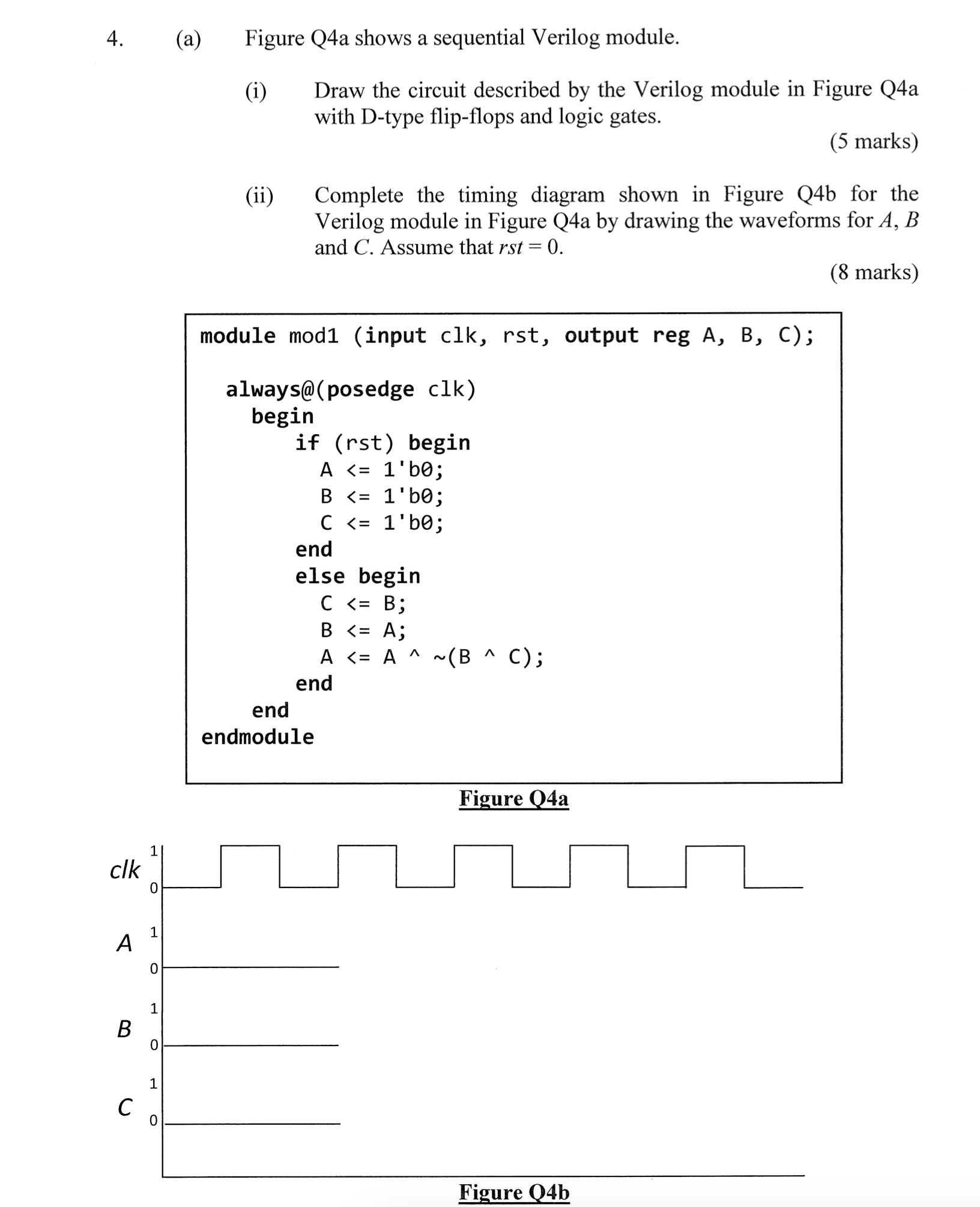 Solved A Figure Q4a Shows A Sequential Verilog Module I