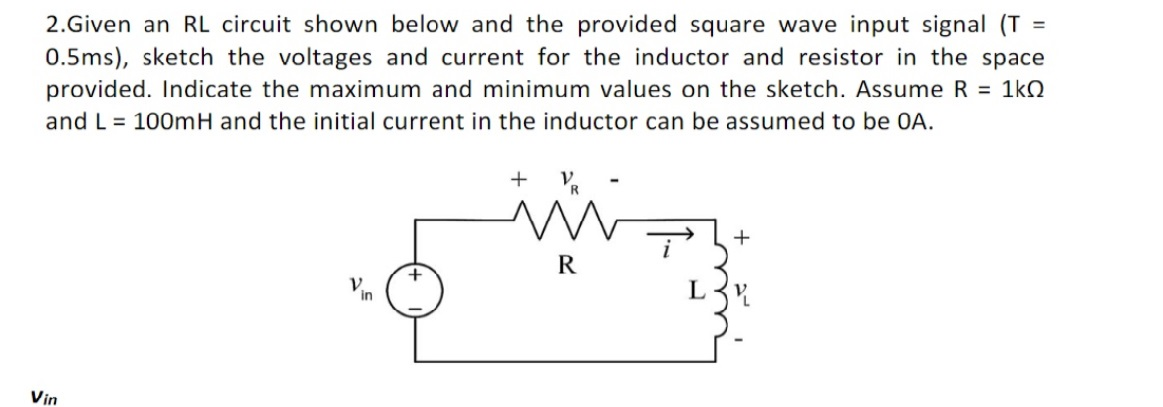 Solved 2.Given an RL circuit shown below and the provided | Chegg.com