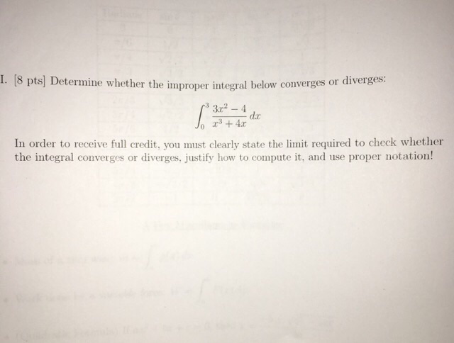 Solved Determine whether the improper integral below verges | Chegg.com
