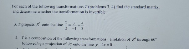 Solved For each of the following transformations T (problems | Chegg.com