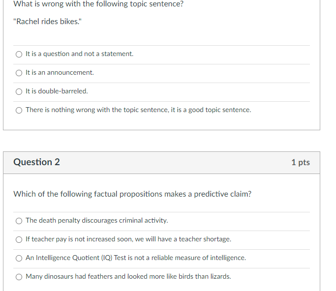 Solved What is wrong with the following topic sentence? | Chegg.com