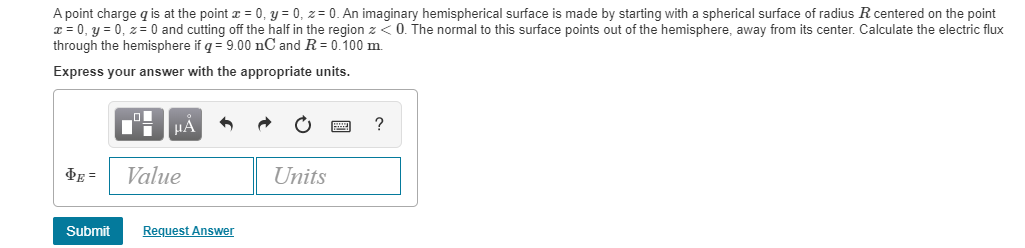 Solved A point charge q is at the point x = 0, y = 0, z = 0. | Chegg.com