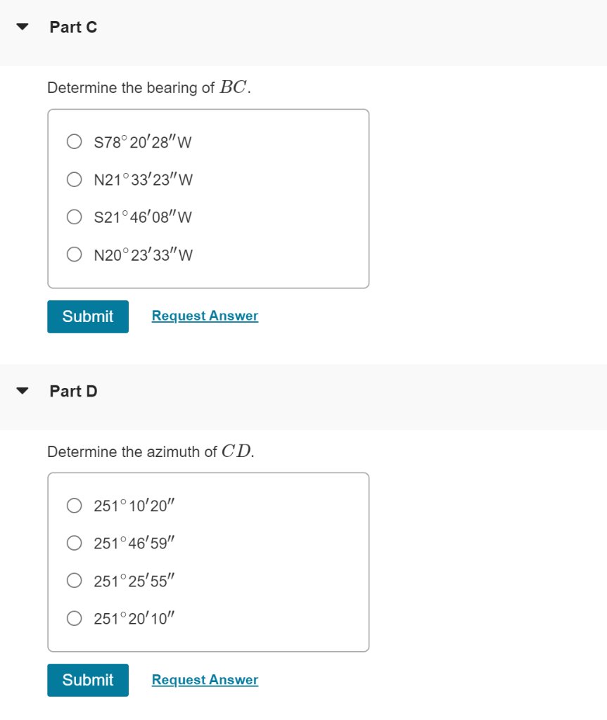 Solved Compute and tabulate the azimuths and bearings of all | Chegg.com