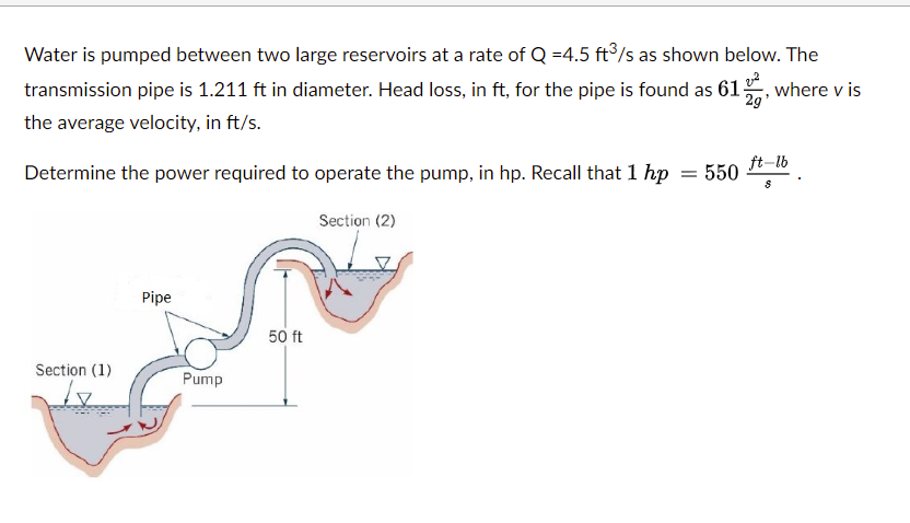 Solved Water is pumped between two large reservoirs at a | Chegg.com