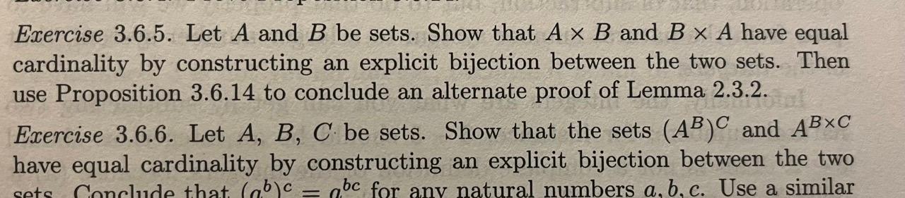 Solved Exercise 3.6.5. Let A and B be sets. Show that A×B | Chegg.com