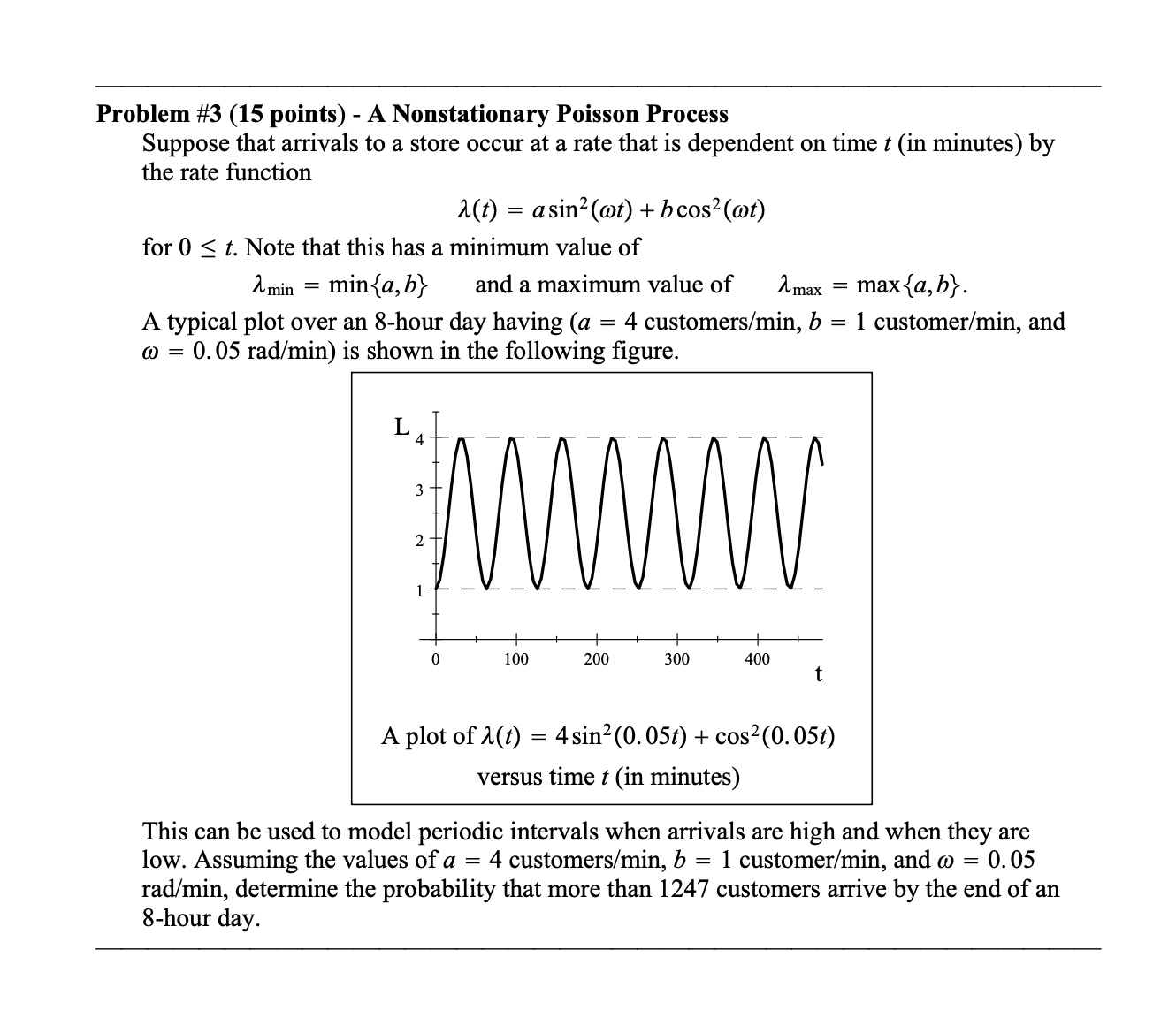 Solved Problem #3 (15 ﻿points) - ﻿A Nonstationary Poisson | Chegg.com