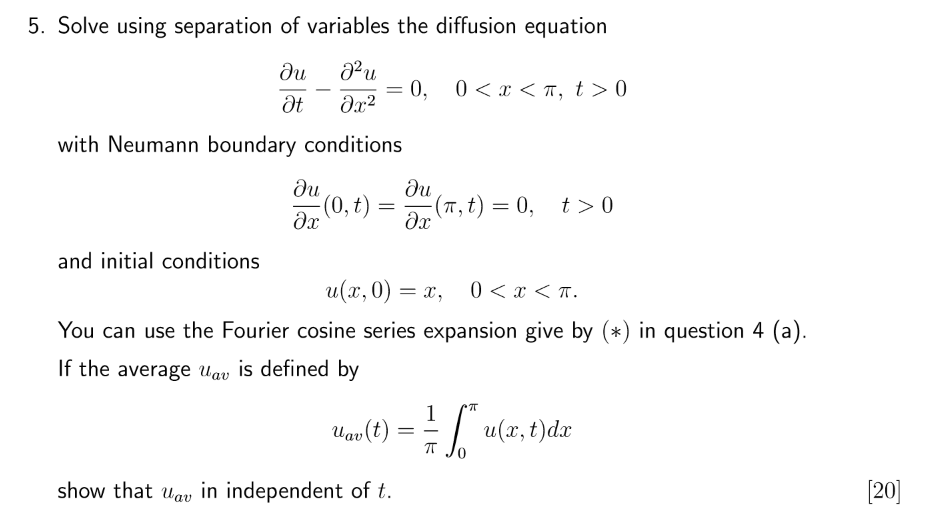 Solved Solve using separation of variables the diffusion | Chegg.com