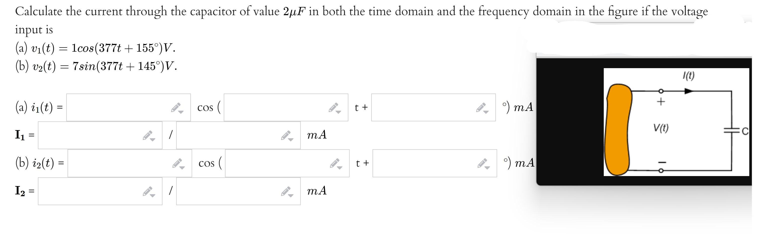 Solved Calculate the current through the capacitor of value | Chegg.com