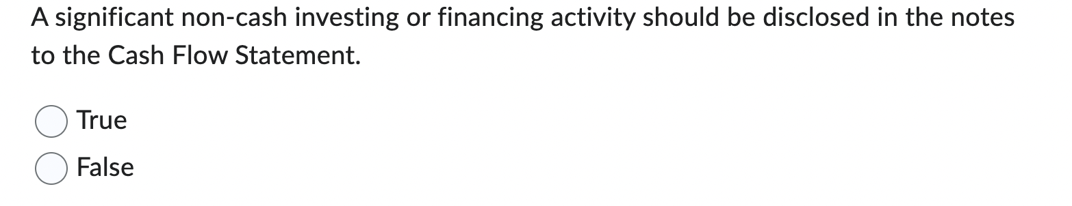 Solved A significant non-cash investing or financing | Chegg.com