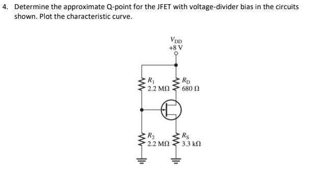 Solved 4. Determine the approximate Q-point for the JFET | Chegg.com