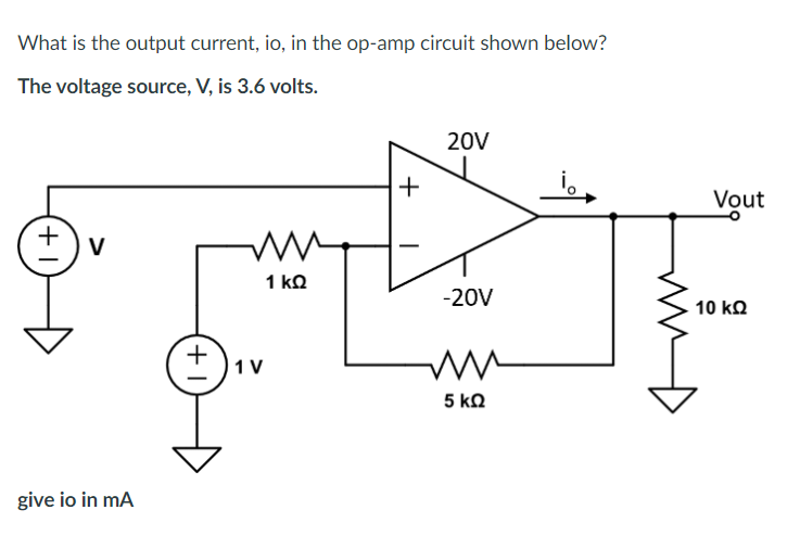 Solved What is the output current, io, in the op-amp circuit | Chegg.com