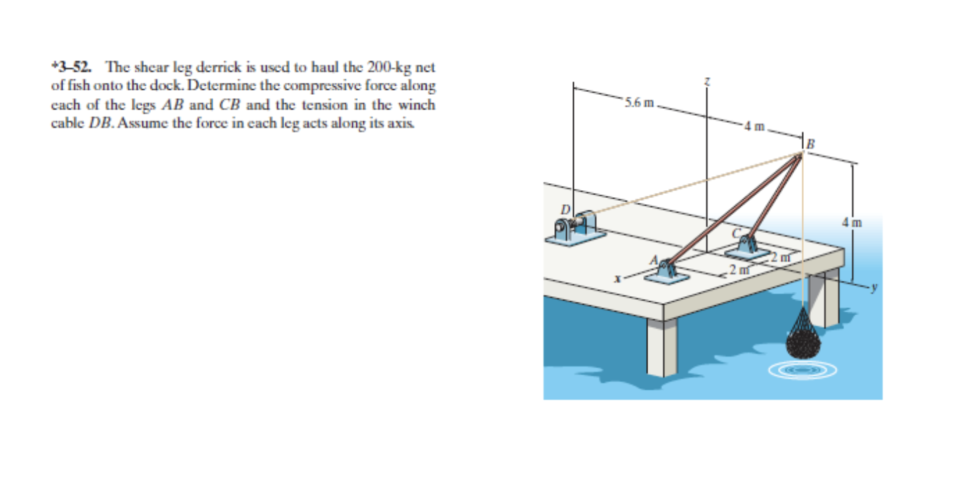 Solved *3-52. The shear leg derrick is used to haul the | Chegg.com