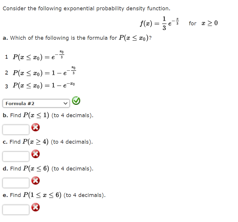 Solved Consider the following exponential probability | Chegg.com
