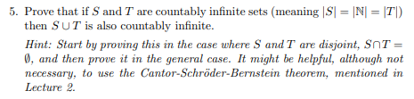 Solved 5. Prove that if S and T are countably infinite sets | Chegg.com