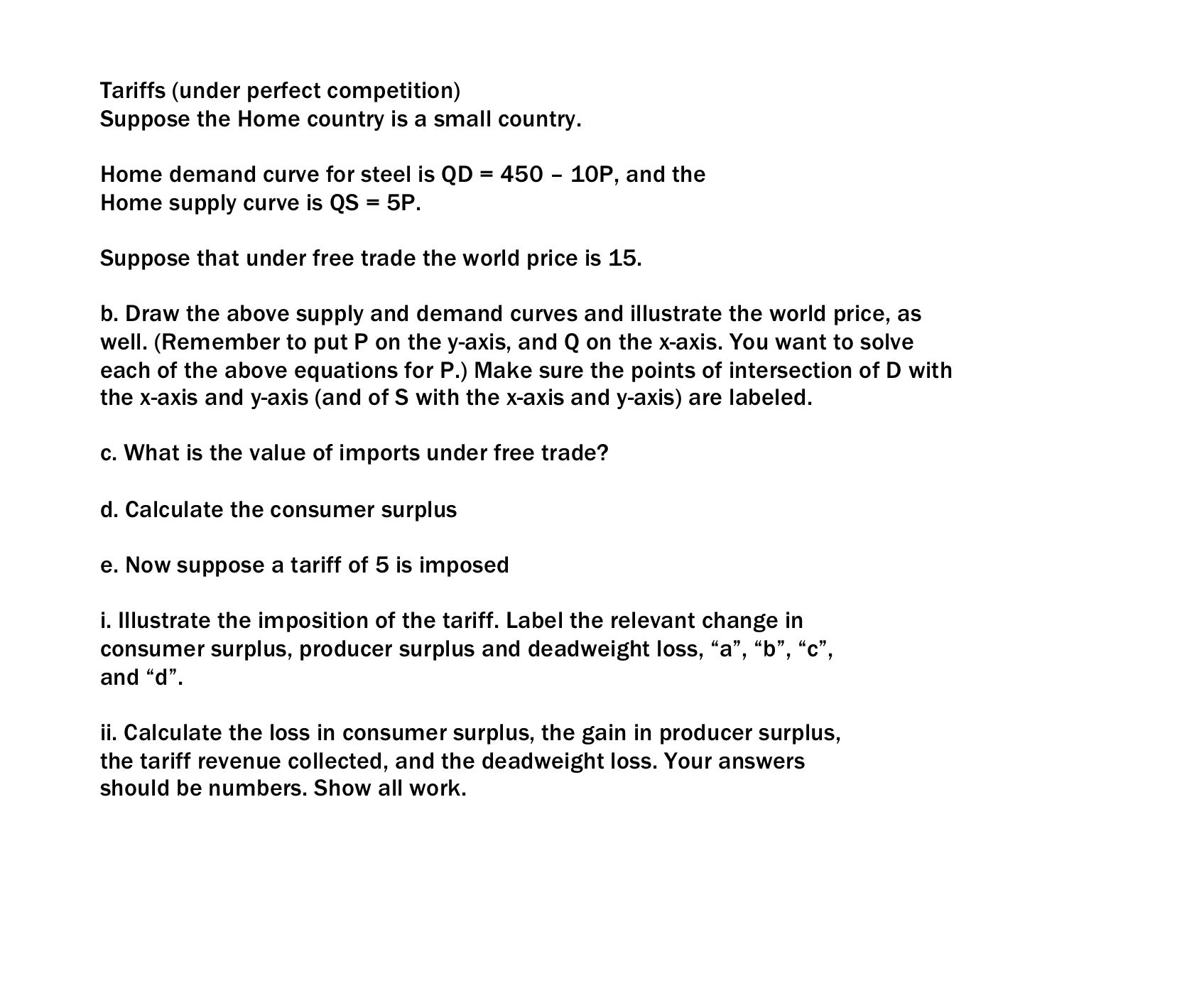 Solved Tariffs (under perfect competition)Suppose the Home | Chegg.com