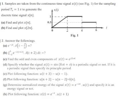 Solved 1. Samples are taken from the continuous time signal | Chegg.com