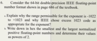 Solved 6. Consider the 64-bit double-precision IEEE | Chegg.com