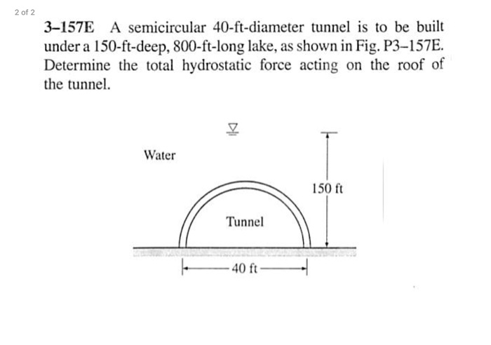 2 of 2 3-157E A semicircular 40-ft-diameter tunnel is | Chegg.com