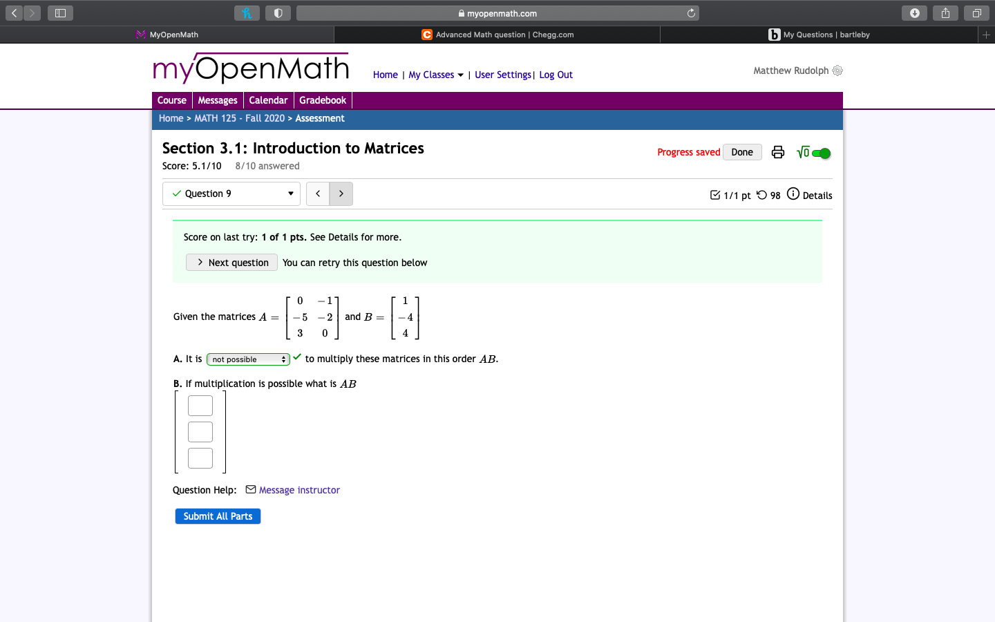 Solved 0 Amyopenmath.com MyOpenMath C Advanced Math question | Chegg.com