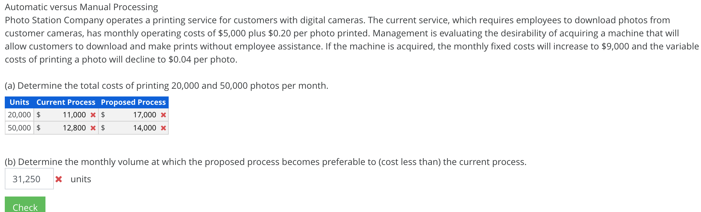Solved Automatic versus Manual Processing Photo Station | Chegg.com