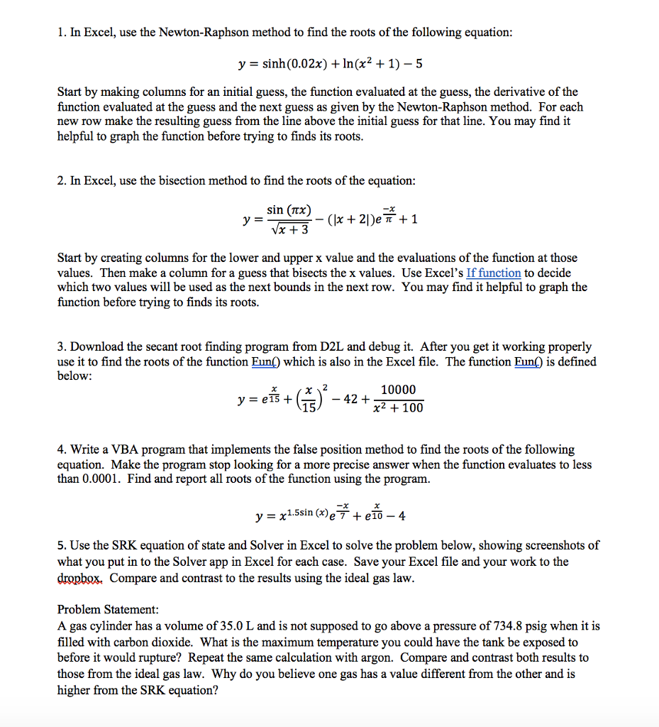 Solved 1. In Excel, use the Newton-Raphson method to find | Chegg.com