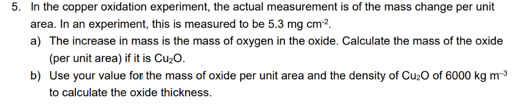 5. In the copper oxidation experiment, the actual | Chegg.com