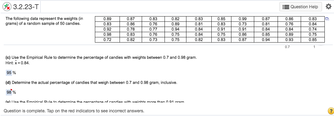 Solved % 3.2.23-T Question Help 0.83 .. The following data | Chegg.com