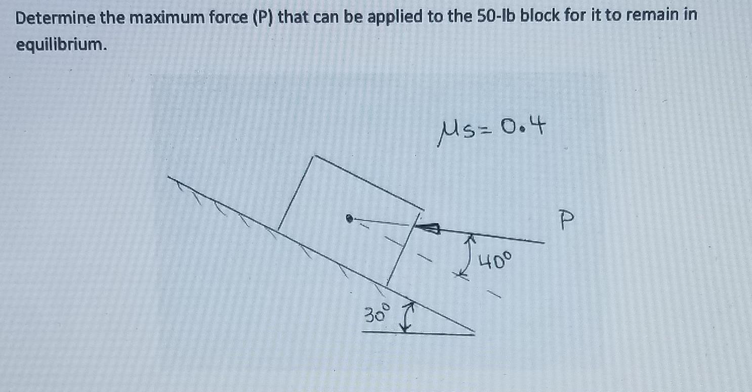 Solved Determine the maximum force (P) that can be applied | Chegg.com