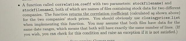 Problem 3 [30 points ] Correlating Stock Data | Chegg.com