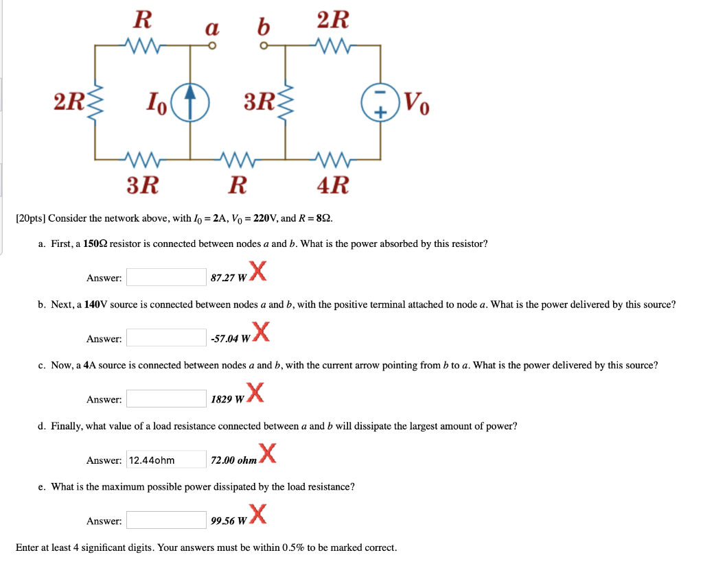 Solved R b 2R a 2R 1, () 3R V. 3R R 4R [20pts] Consider the | Chegg.com