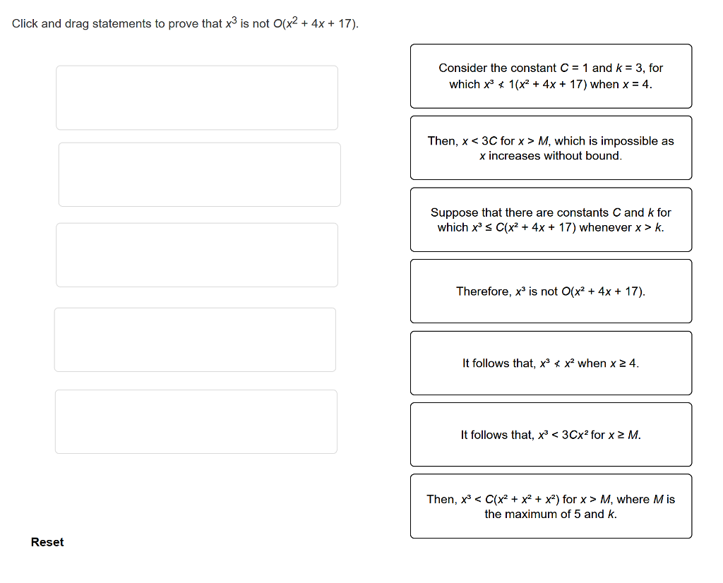 Solved Click and drag statements to prove that x3 is not | Chegg.com