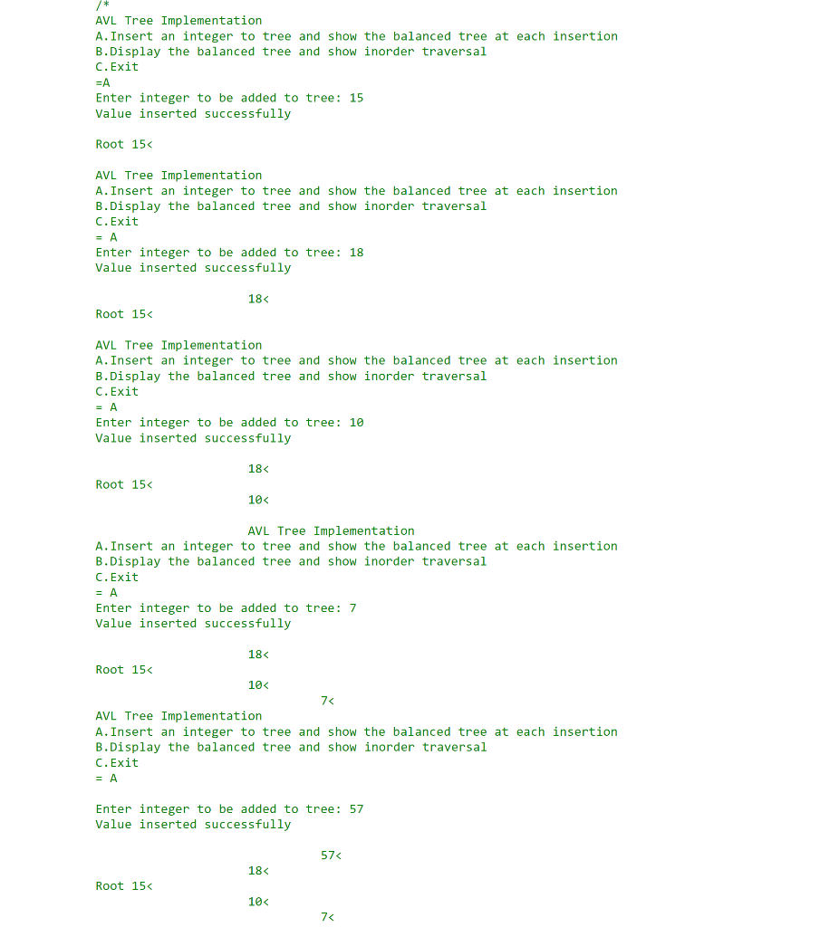 Solved In C Avl Tree Implementation Program Important 
