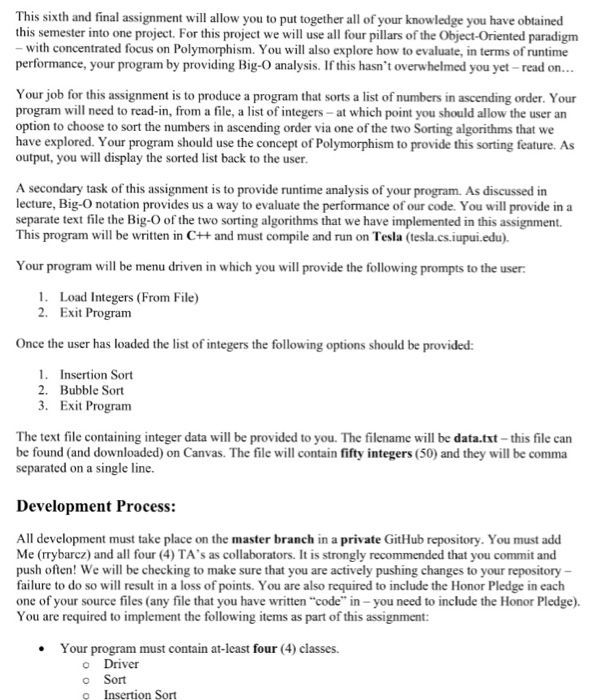 Solved This sixth and final assignment will allow you to put | Chegg.com