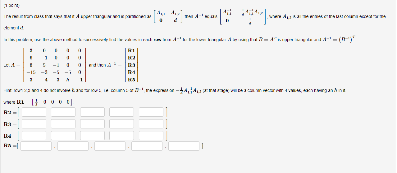 Solved (1 point) The result from class that says that if A | Chegg.com
