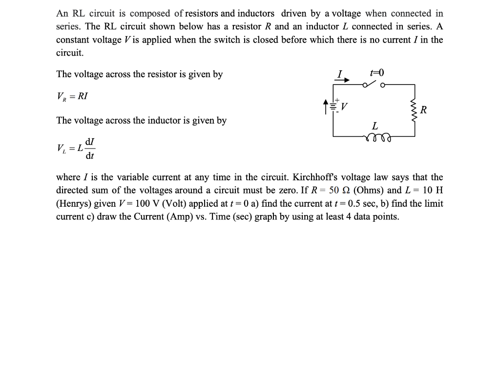 Solved An Rl Circuit Is Composed Of Resistors And Inductors