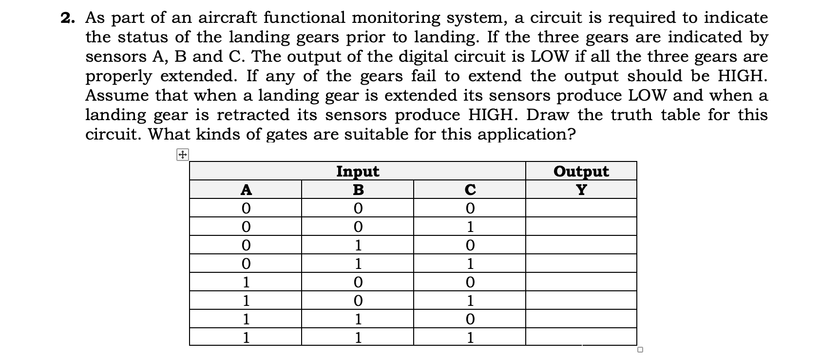 Solved 2. As part of an aircraft functional monitoring | Chegg.com