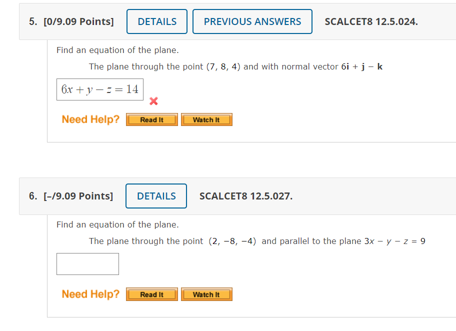 Solved Find an equation of the plane. The plane through the | Chegg.com