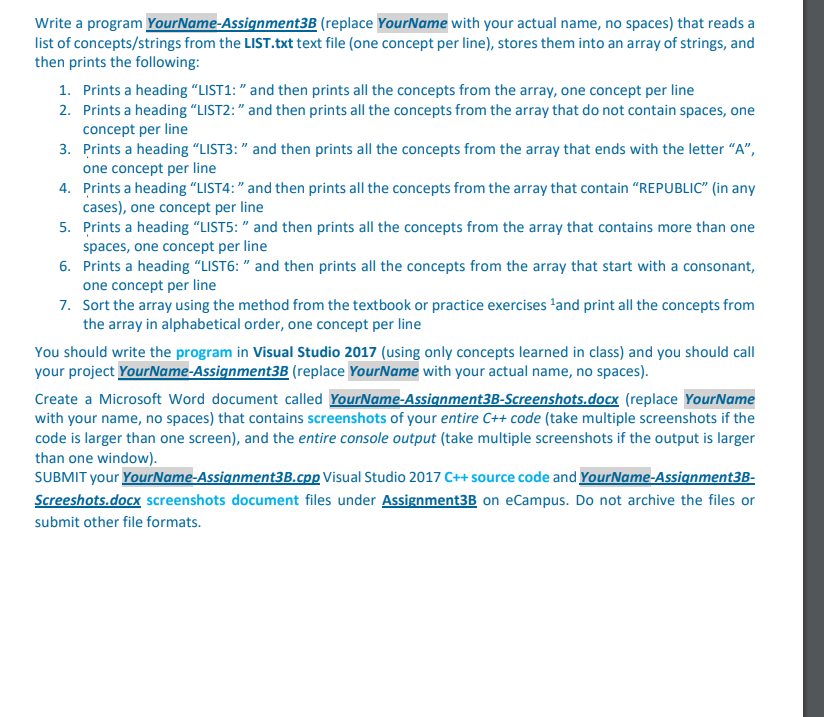 Solved Write a program YourName-Assignment3B (replace | Chegg.com
