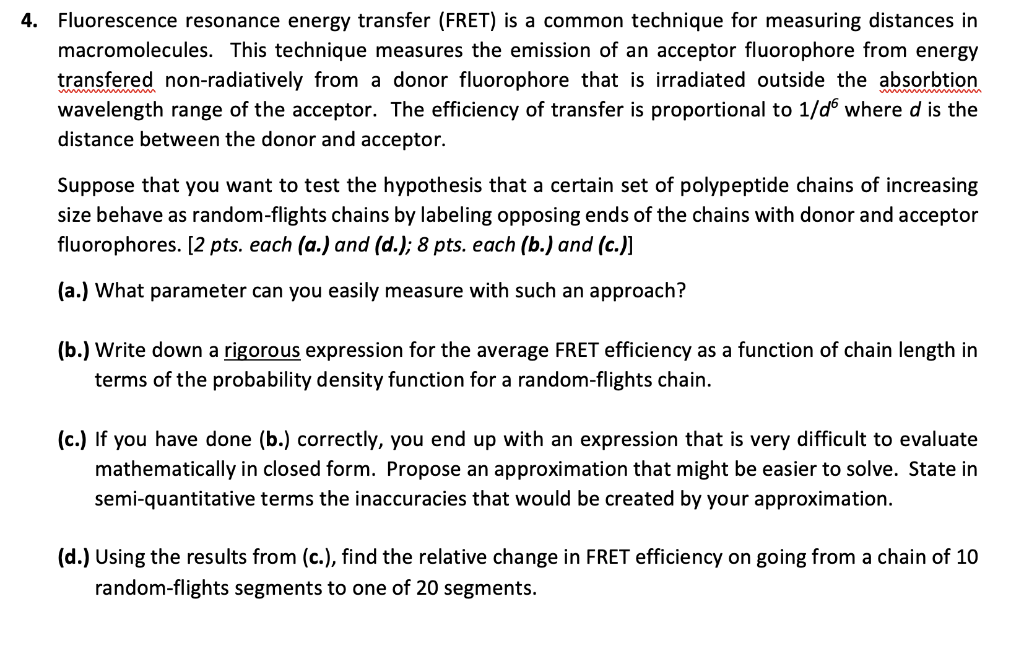 Fluorescence resonance energy transfer (FRET) is a | Chegg.com