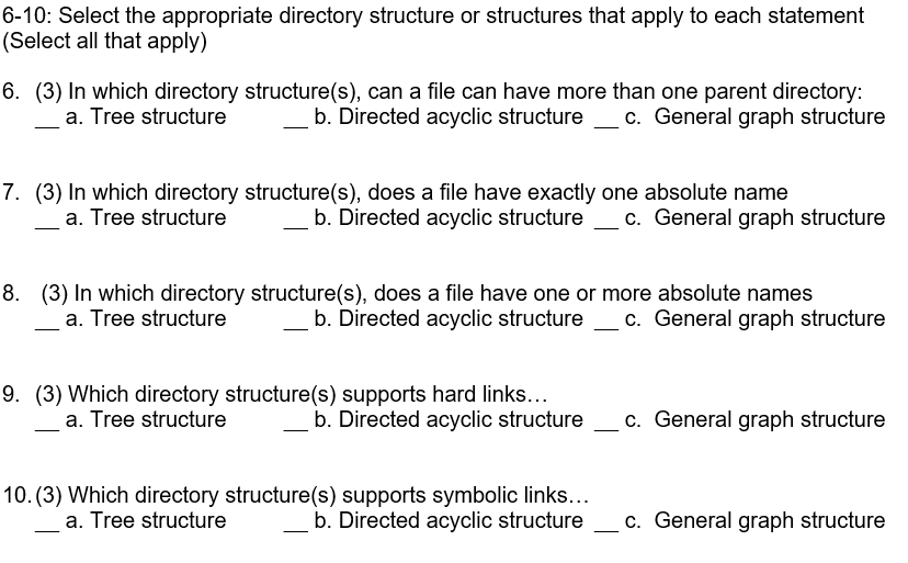 Solved 6-10: Select the appropriate directory structure or | Chegg.com